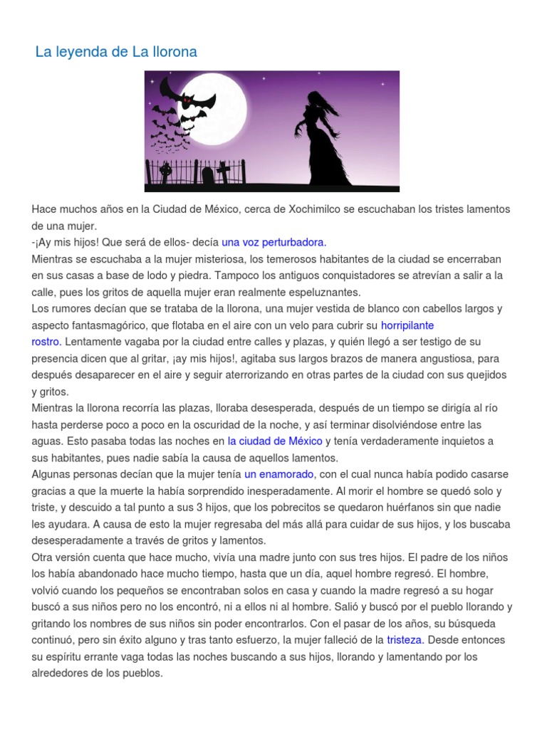 Leyenda de La Llorona para Niños | PDF | Clásicos