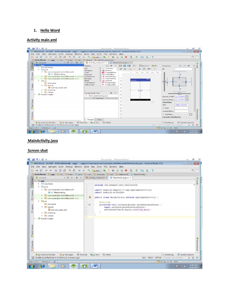 Hello Word Activity Main - XML | PDF | Android (Operating System ...
