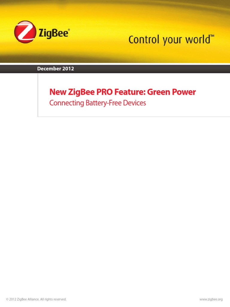 Zigbee WP Docs-12-0646-01-0mwg-New-Zigbee-Pro-Feature-Green-Power | PDF | Energy Harvesting ...