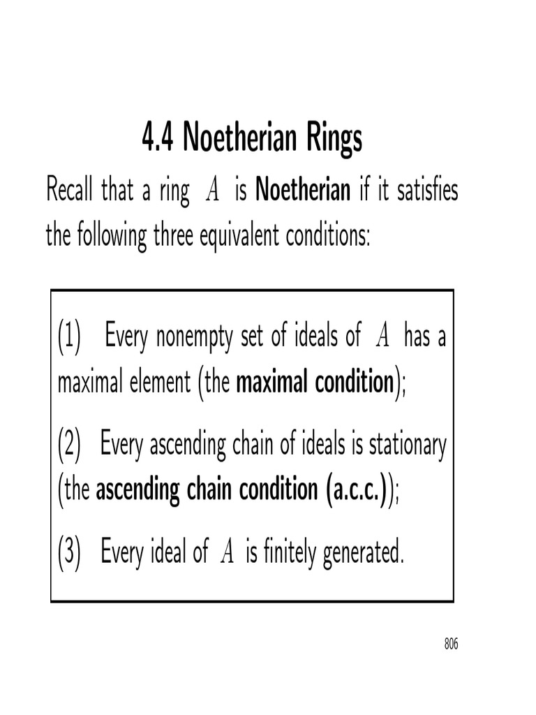 4.4 Noetherian Rings | PDF | Ring (Mathematics) | Ring Theory
