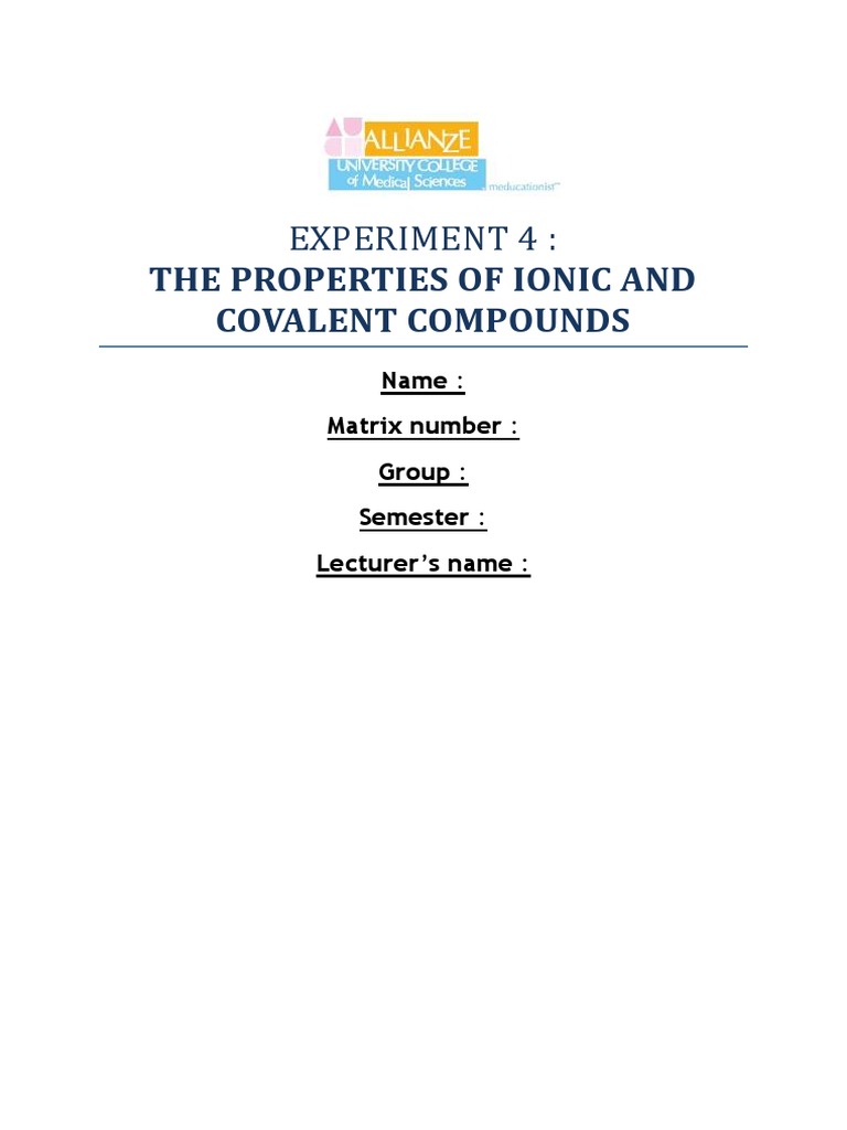 Ionic vs Covalent Compounds Properties | PDF | Ion | Chemical Bond