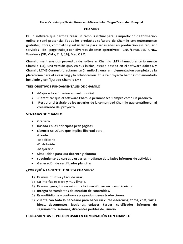 Chamilo Informe | PDF | Software | Software del sistema