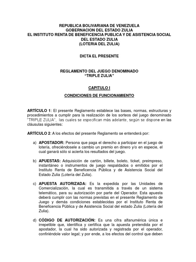 Reglamento Triple Zulia | PDF | Zodíaco | Signo Astrológico