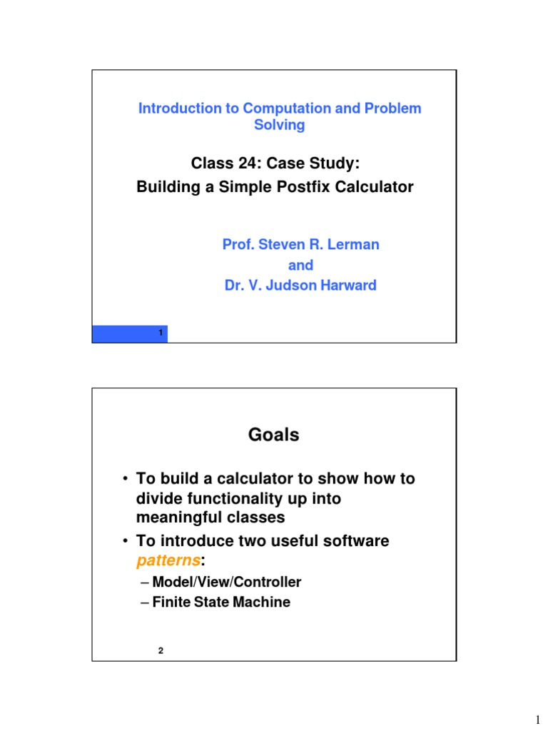 Class 24: Case Study: Building A Simple Postfix Calculator ...