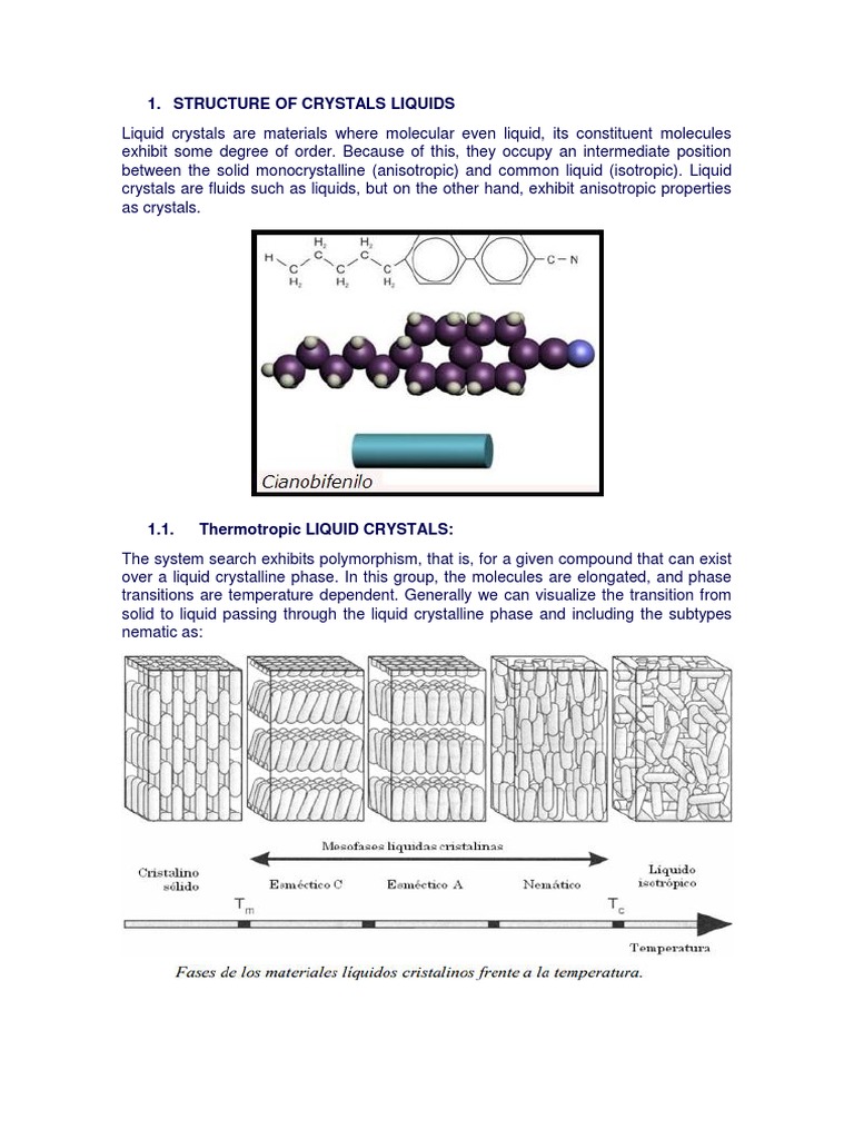 Structure of Crystals Liquids | PDF | Liquid Crystal | Liquid Crystal ...