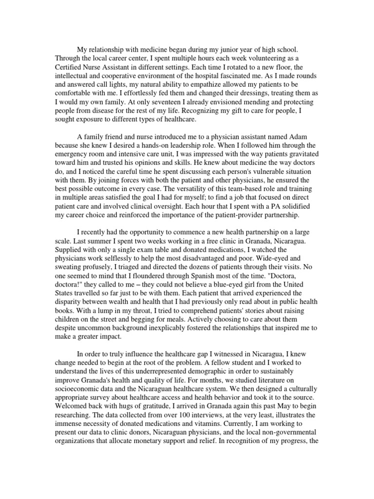 personal statement - final | Patient | Emergency Department