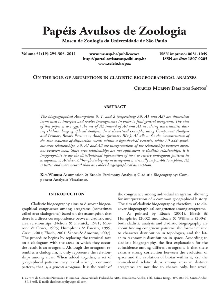 Cladistic Biogeographical Analysis | PDF | Biogeography | Abstract ...