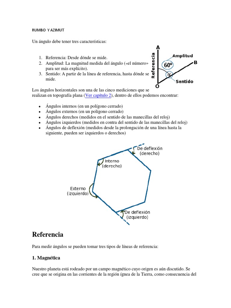 Cálculo de Azimut y Rumbo en Topografía | PDF | Azimut | Campo ...