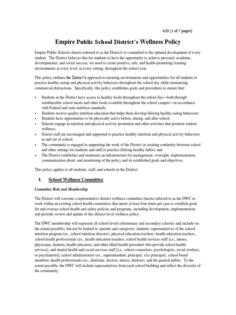Wellness Policy | PDF | School Meal | Healthy Diet