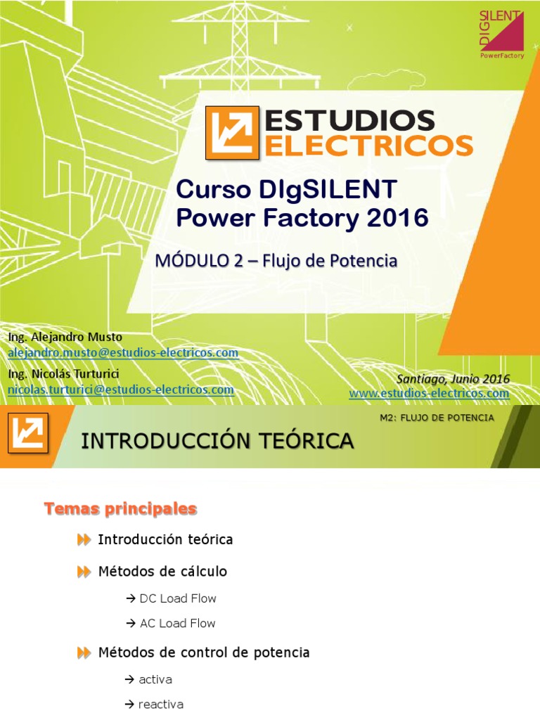 Curso Digsilent Junio 2016 m2 Flujos de Potencia PDF | PDF | Energia electrica | Ecuaciones