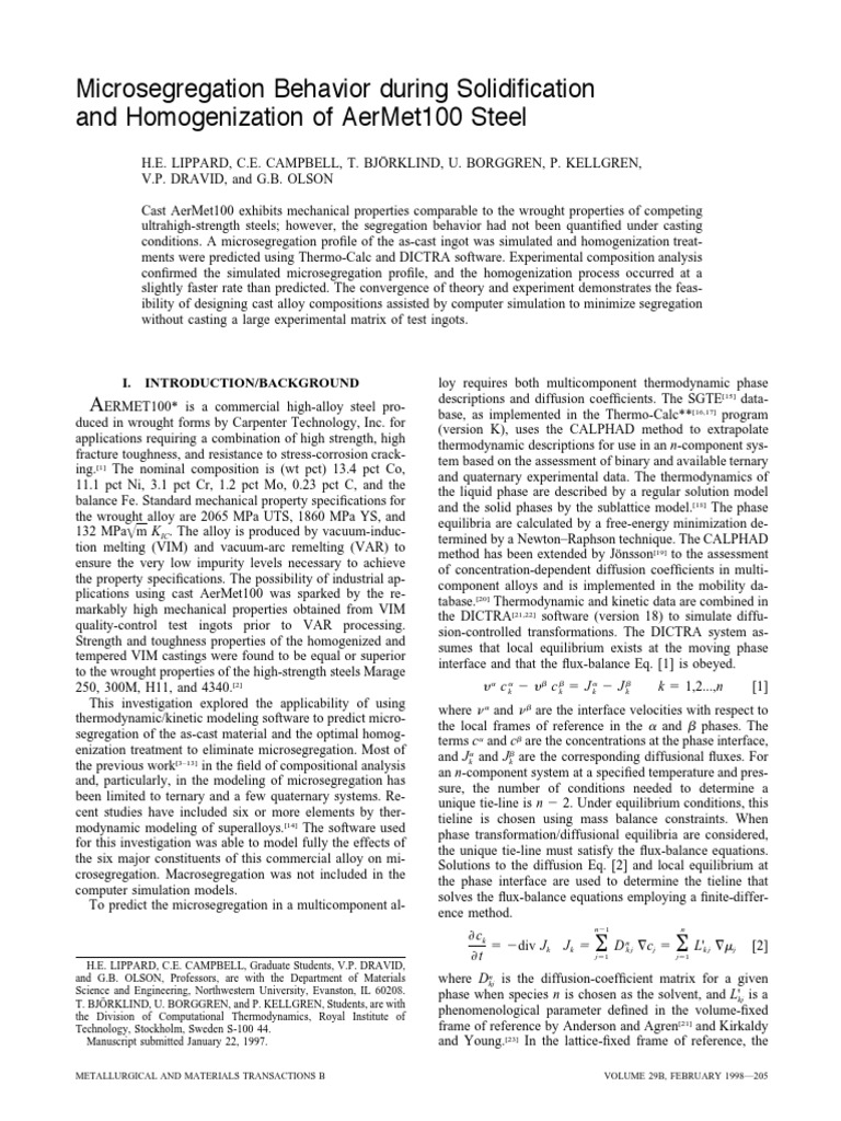 Microsegregation Behavior During Solidification and Homogenization of ...