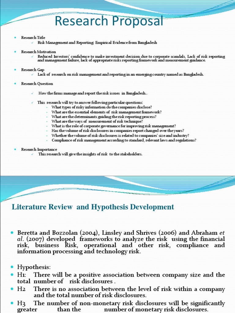 Research Proposal On Risk Management | PDF | Risk | Risk Management