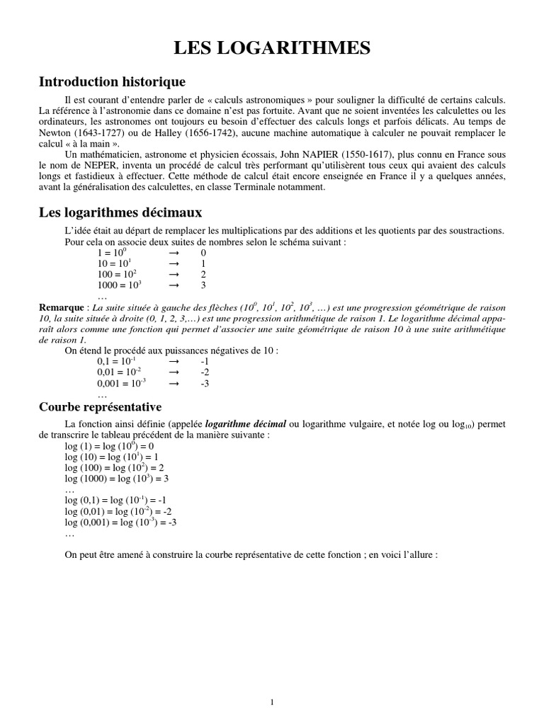 Introduction aux logarithmes décimaux | PDF | Logarithme | Nombre