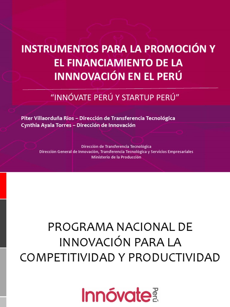 INNOVATE PERU y STARTUP PERU PDF | PDF | Innovación | Iniciativa ...