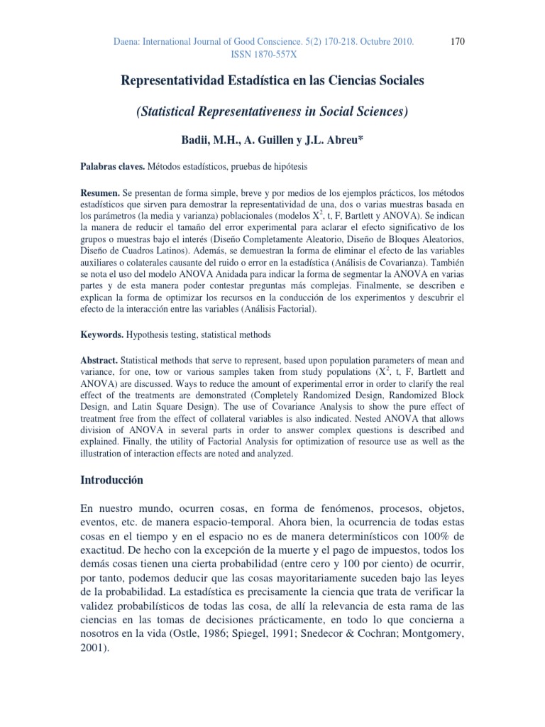 Representatividad Estadistica en Las CCSS PDF | PDF | Análisis de ...