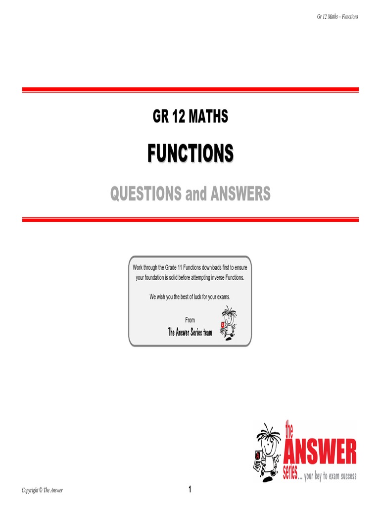 1 Gr 12 Maths Functions Questions Answers Pdf Function Mathematics Cartesian Coordinate