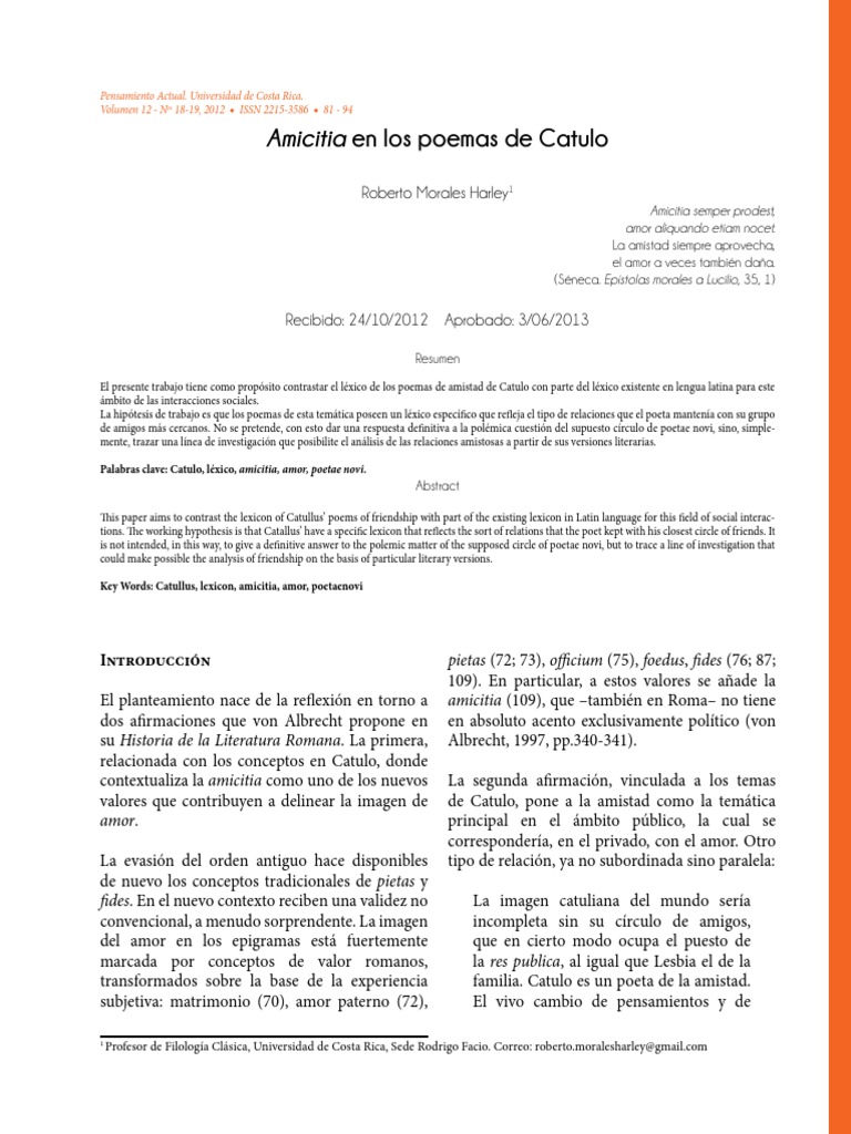 Amistad en Poemas de Catulo | PDF | Amor | Poesía
