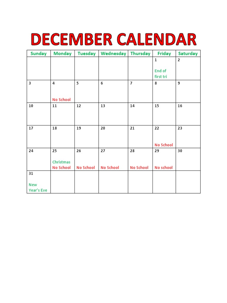 December Calendar | PDF
