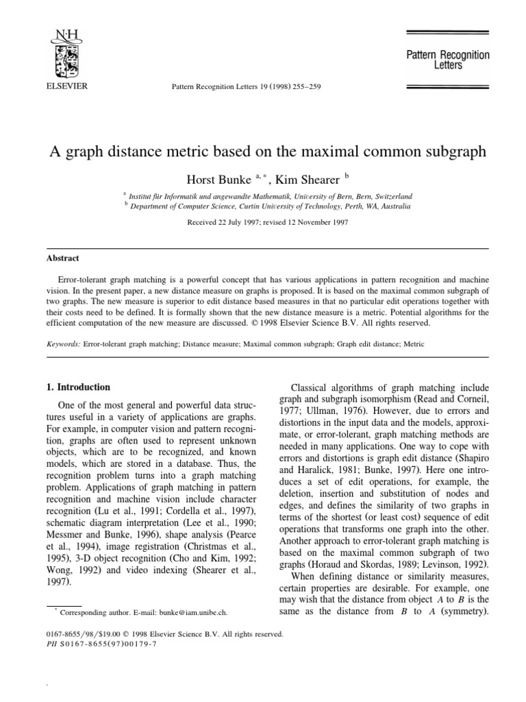 A Graph Distance Metric Based On The Maximal Common Subgraph | PDF ...