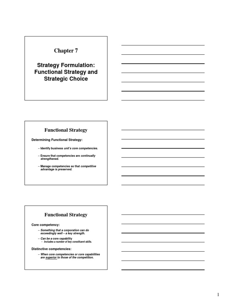 Strategy Formulation: Functional Strategy and Strategic Choice ...