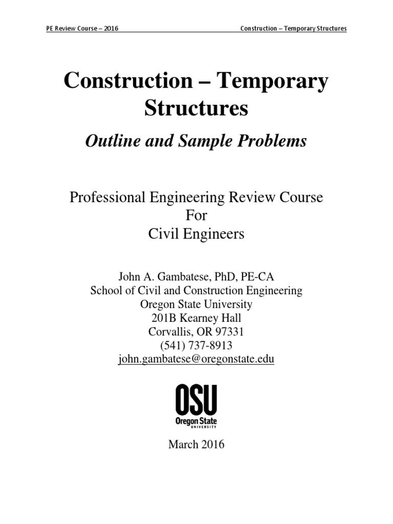 Construction-Temporary Structures Outline and Problems | PDF ...