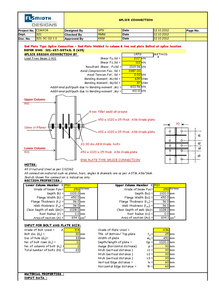 Splice Connection Design | PDF | Screw | Column