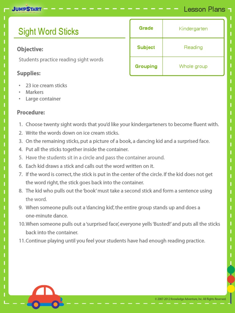 Sight Word Sticks | PDF