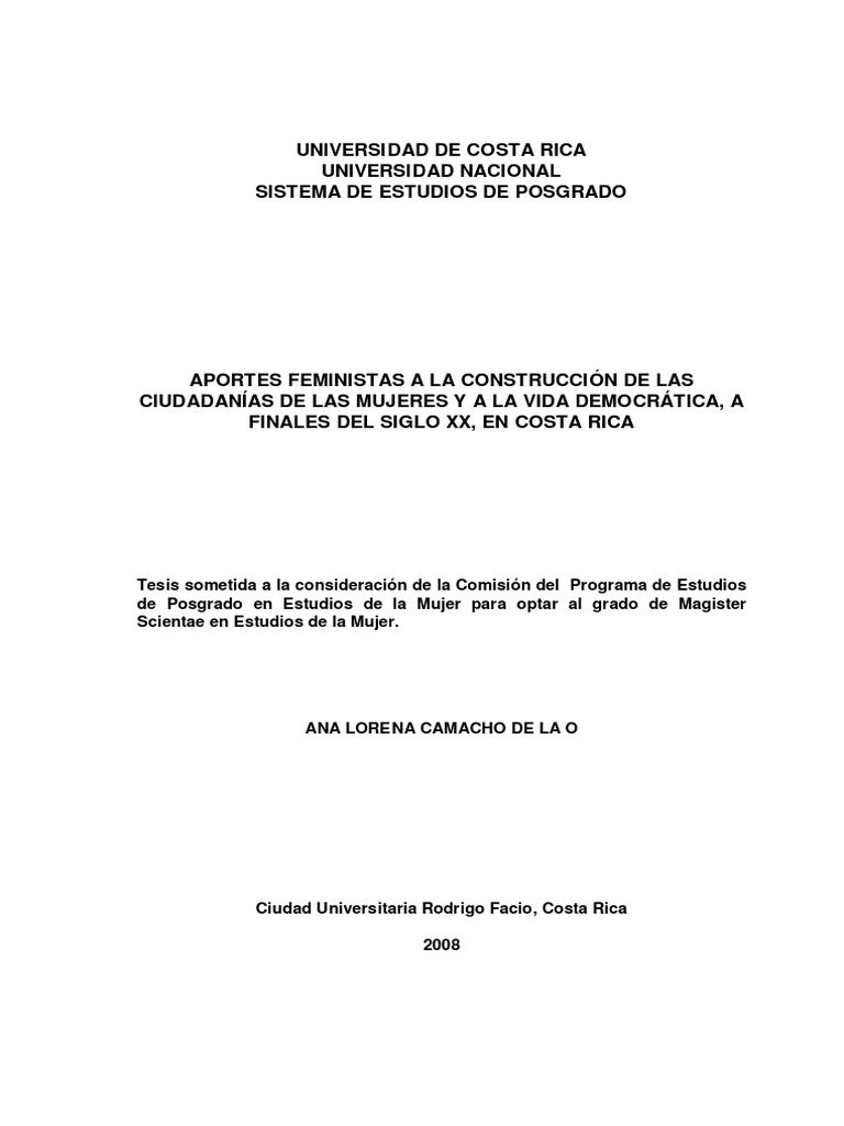 Tesis Lorena Camacho | PDF | Feminismo | Estudios de género Tesis Lorena Camacho | PDF | Feminismo | Estudios de género
