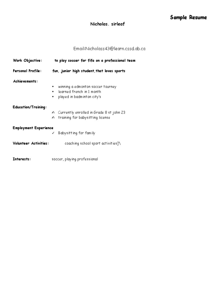 Email:Nicholass43@learn - Cssd.ab - Ca: Sample Resume | PDF