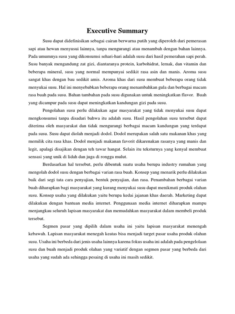 Contoh Executive Summary | PDF