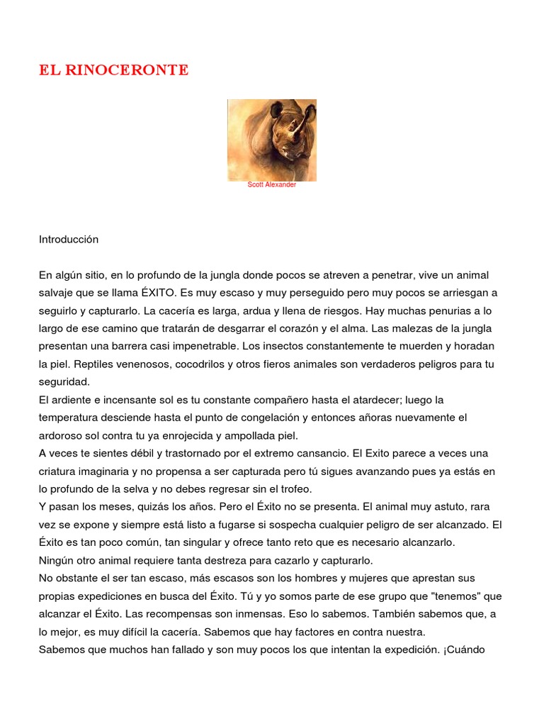 El Rinoceronte - Scott Alexander | PDF | Rinoceronte | Vacas