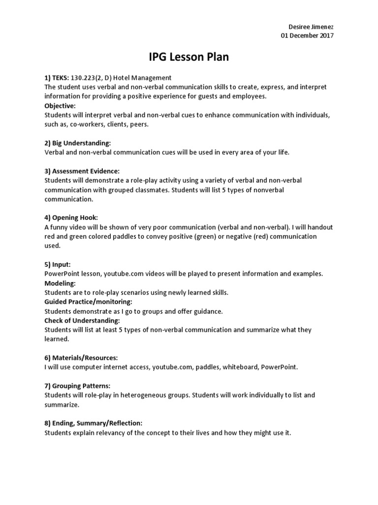 Ipg Lesson Plan | PDF | Social Science | Art