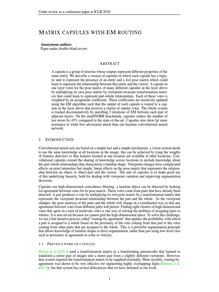 Matrix Capsules With em Routing | PDF | Artificial Neural Network ...