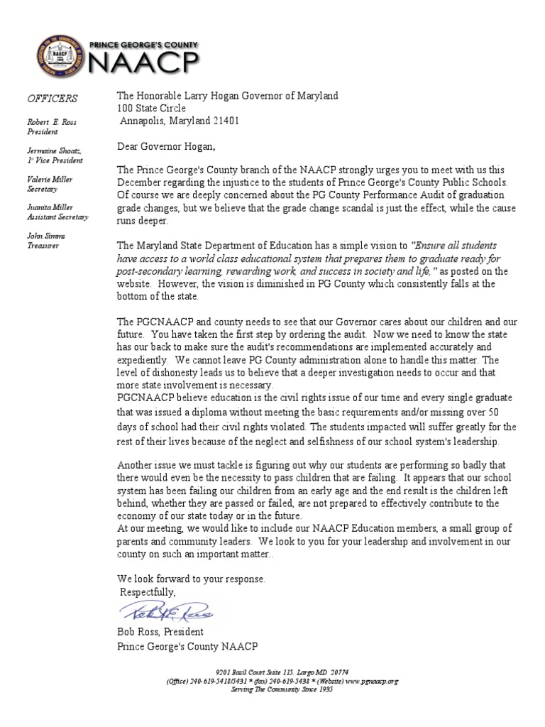 Prince George's County Naacp Letter To Gov. Hogan | PDF | Government ...