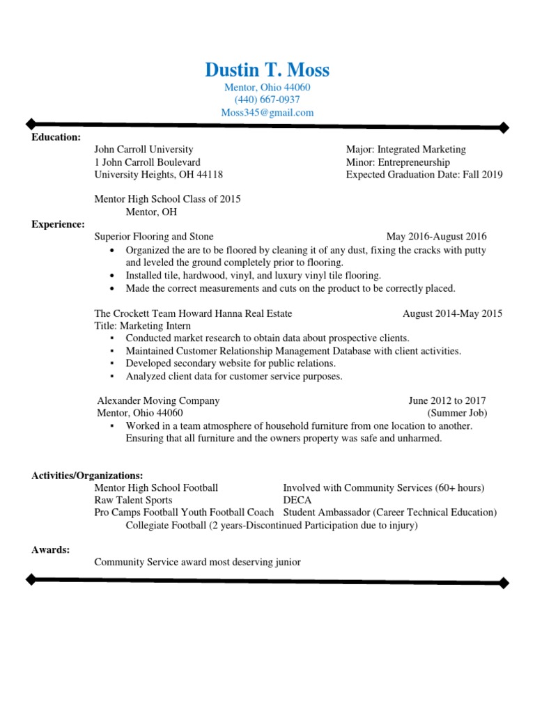 Dustin Moss Resume Draft | PDF