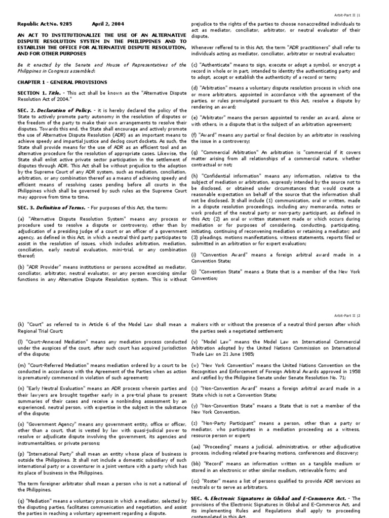 Arbit Part II | PDF | Mediation | Alternative Dispute Resolution