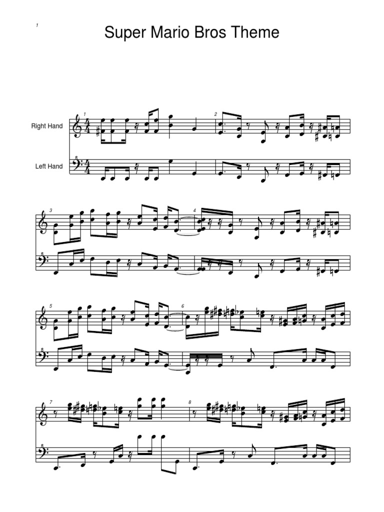 (Sheet Music Piano) Super Mario Bros Theme PDF | PDF