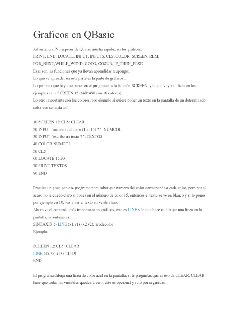Graficos en QBasic | Descargar gratis PDF | Informática y tecnología de la información | Science