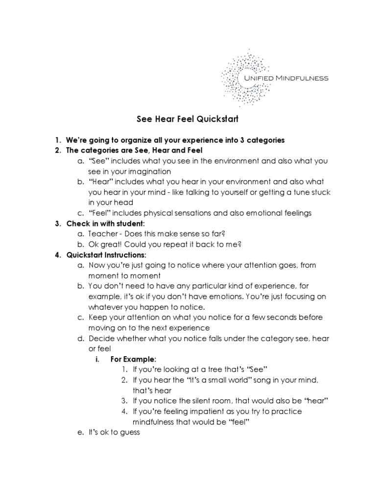 See Hear Feel Quickstart | PDF