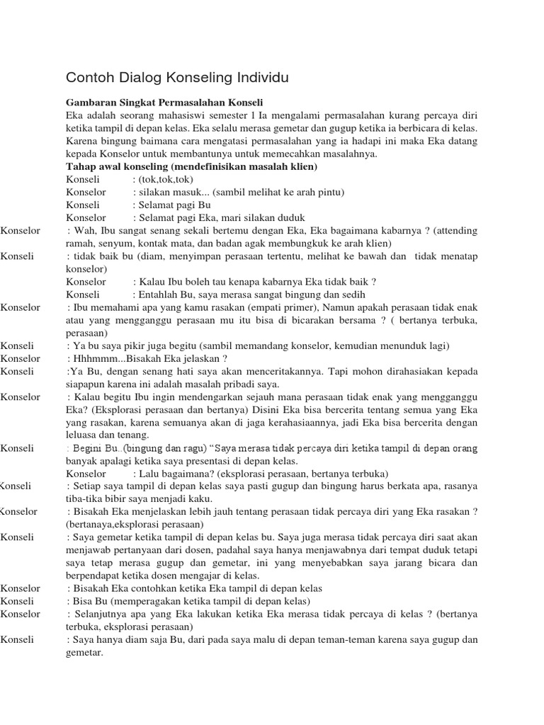 Contoh Dialog Konseling Individu | PDF
