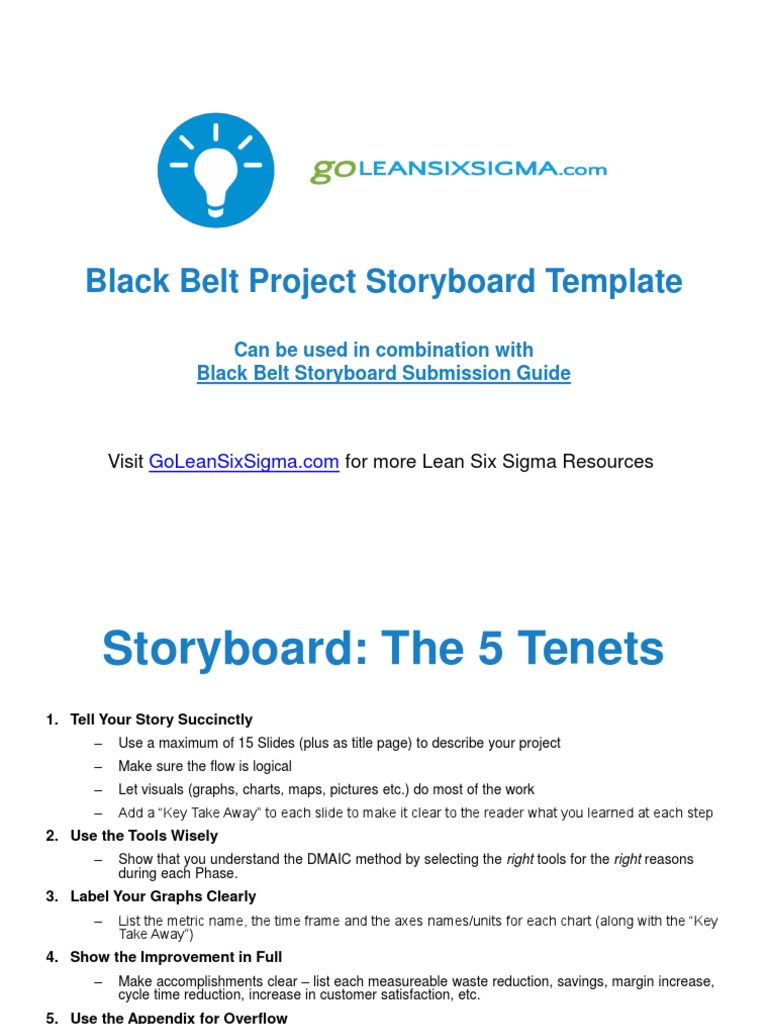 Black Belt Project Storyboard Template: A Guide for Documenting a Lean ...