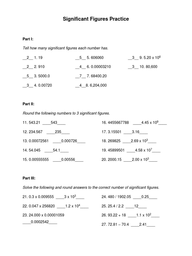 Significant Figures Exercises | PDF | Arithmetic | Numbers
