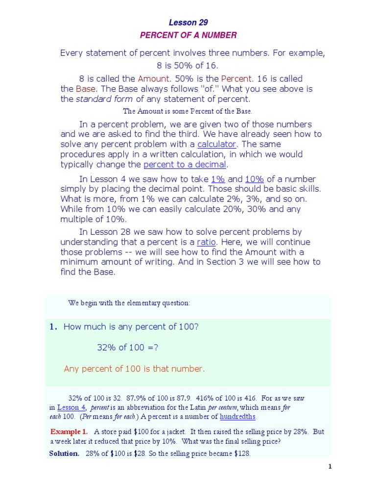 Percents Are Ratios - 3 | PDF | Percentage | Fraction (Mathematics)