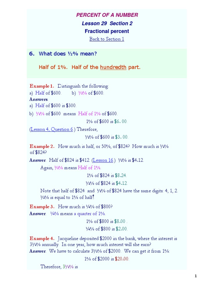 Understanding Fractional Percentages | PDF | Percentage | Numbers