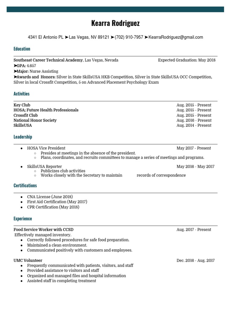 Kearra Rodriguez - Resume College and Career Revision | PDF