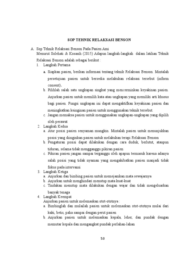 Teknik Relaksasi Benson untuk Pasien | PDF