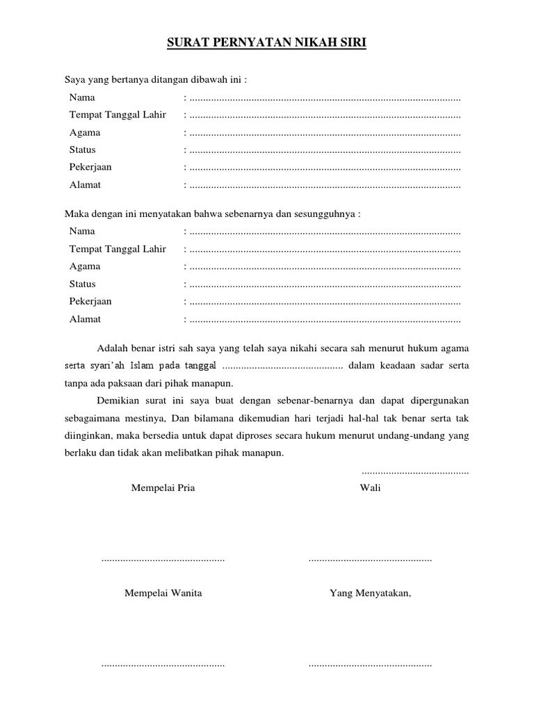 Contoh Surat Nikah Siri | PDF