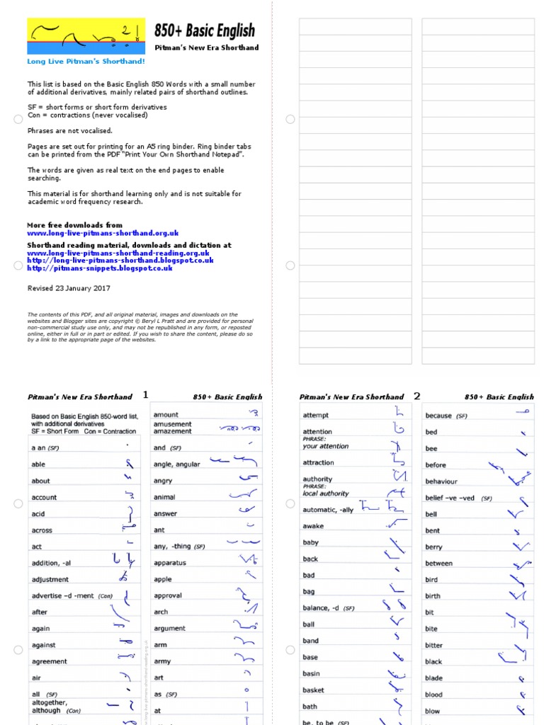 Vocabulary 850 Basic English Long Live Pitmans Shorthand | PDF ...