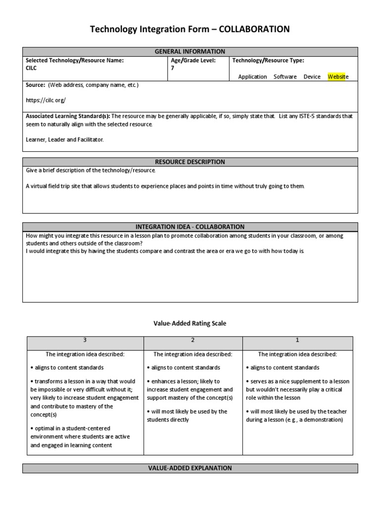 Technology Integration Template-Collaboration | PDF | Education Theory ...