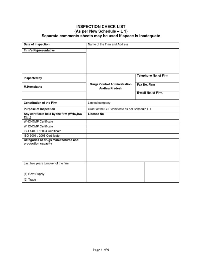 Schedule L 1 - Final PDF | PDF | Calibration | Audit